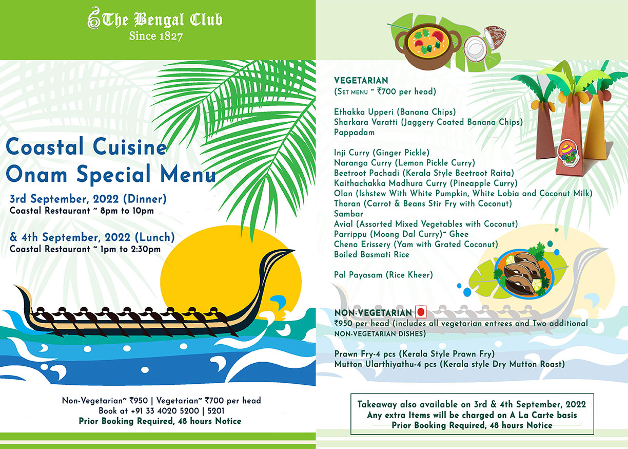 Onam Special Menu | The Bengal Club